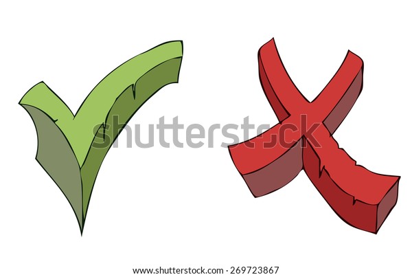 Hand Drawn Cartoon Check Mark Cross 스톡 벡터(로열티 프리) 269723867 | Shutterstock