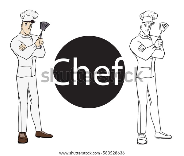 Hand Drawn Cartoon Chef Handsome Chefcharacter Stock Vector (Royalty ...