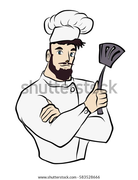 Hand Drawn Cartoon Chef Handsome Chef Stock Vector (Royalty Free) 583528666