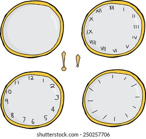 Hand Drawn Cartoon Clock Face Series Stock Vector (Royalty Free ...
