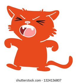 Hand Drawn Cartoon Doodle Screeching Cat Stock Vector (Royalty Free ...