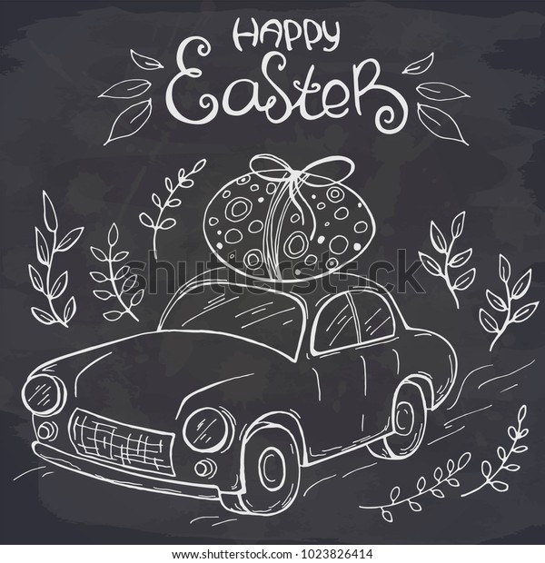 Hand Drawn Cartoon Easter Car Egg Stock Vector (Royalty Free ...