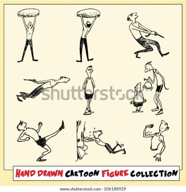 Hand Drawn Cartoon Figures Motion On Stock Vector (Royalty Free ...