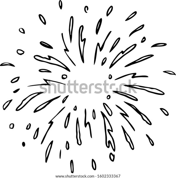 Hand Drawn Cartoon Firework Explosionsunburst Doodle Stock Vector ...