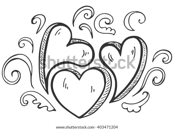 Hand Drawn Cartoon Hearts Vector Sketch Stock Vector (Royalty Free ...