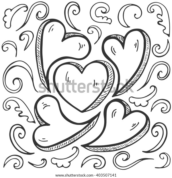 Hand Drawn Cartoon Hearts Vector Sketch Stock Vector (Royalty Free ...