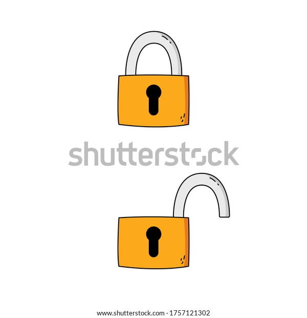 Hand Drawn Cartoon Lock Icon Stock Vector (Royalty Free) 1757121302 ...