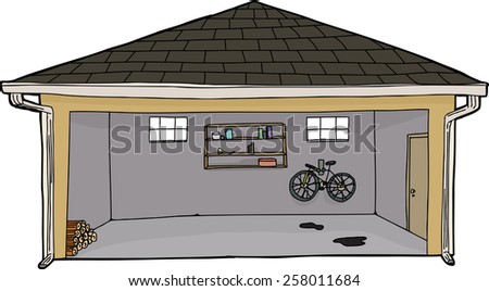 Hand Drawn Cartoon Open Garage Log Vector de stock (libre de regalías ...