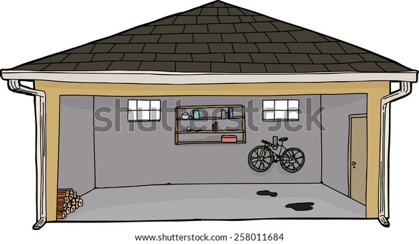Hand Drawn Cartoon Open Garage Log: vector de stock (libre de regalías ...