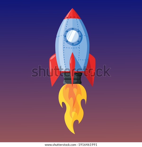 Hand Drawn Cartoon Rocket Fire Space Stock Vector (Royalty Free ...