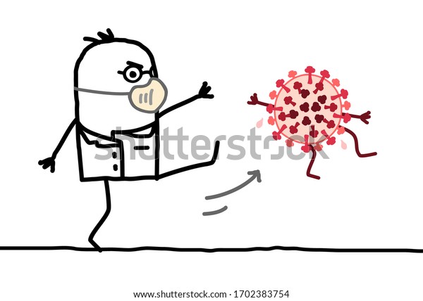 Hand Drawn Cartoon Scientist Protection Mask Stock Vector (Royalty Free ...