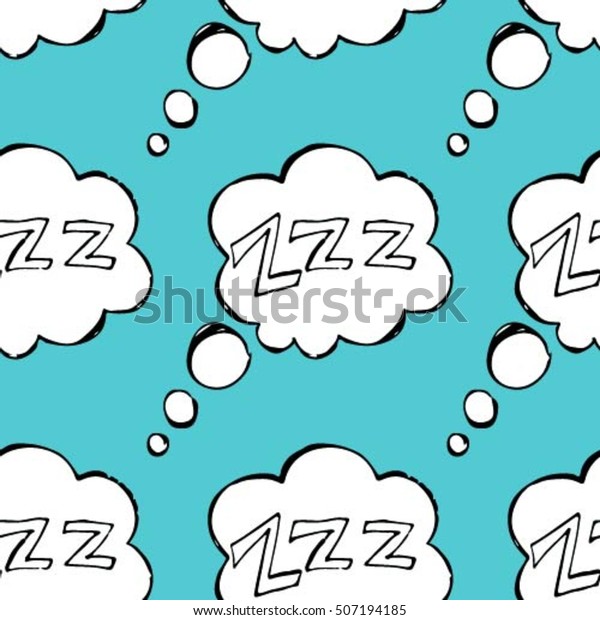 Hand Drawn Cartoon Sleeping Zzz Speech: immagine vettoriale stock ...