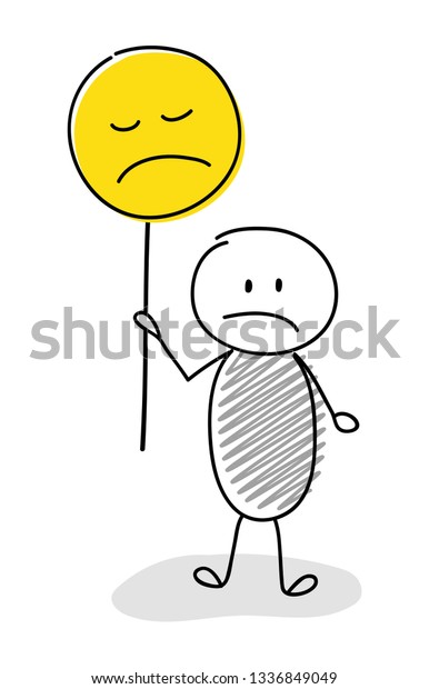 Hand Drawn Cartoon Stickman Angry Emoticons Stock Vector (Royalty Free ...