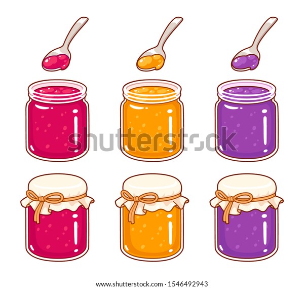 Hand Drawn Cartoon Style Jam Jars Stock Vector (Royalty Free) 1546492943