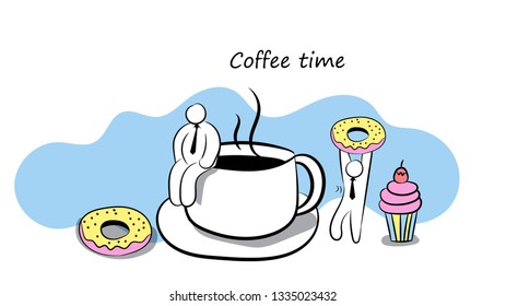 Hand Drawn Cartoon Vector Illustration Coffee Stock Vector (Royalty ...
