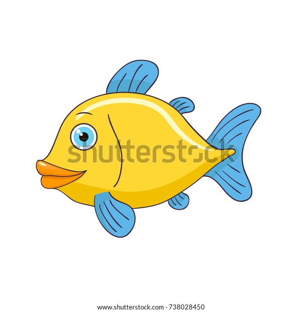 Hand Drawn Cartoon Yellow Fish Blue Stock Vector (Royalty Free ...