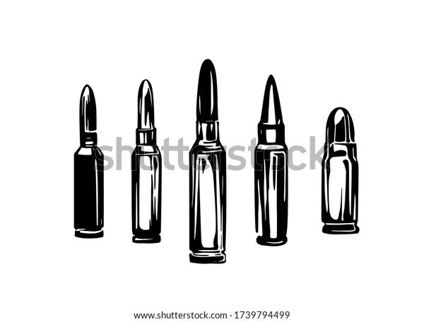Hand Drawn Cartridge Set Ink Drawing Stock Vector (Royalty Free) 1739794499
