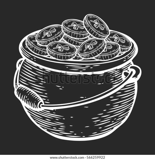 Hand Drawn Cauldron Sketch Irish Pot Stock Vector (Royalty Free ...