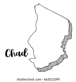 Hand Drawn Chad Map Vector Illustration 스톡 벡터(로열티 프리) 662011099 ...