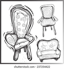 Hand Drawn Chairs Stock Vector (Royalty Free) 237254422 | Shutterstock