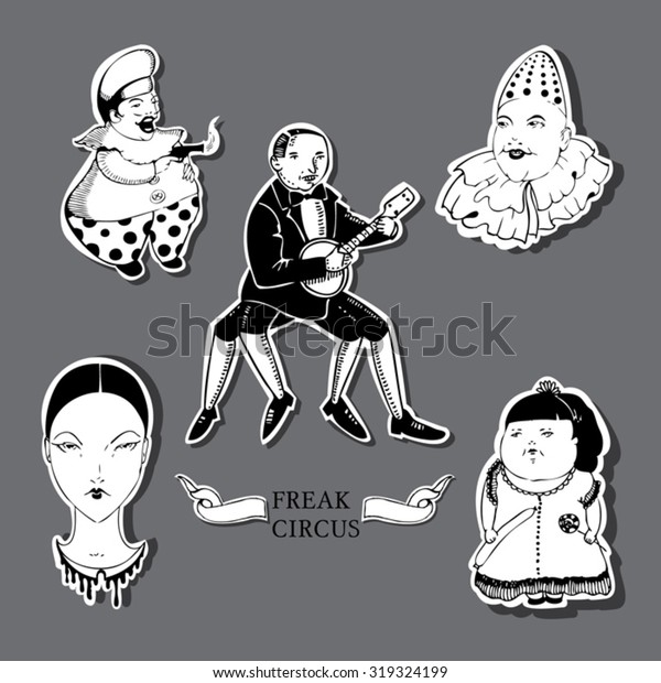 Hand Drawn Characters Freak Circus Stock Vector (Royalty Free ...