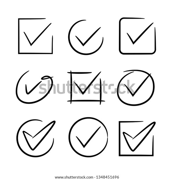 Hand Drawn Check List Check Mark Stock Vector (Royalty Free) 1348451696 ...