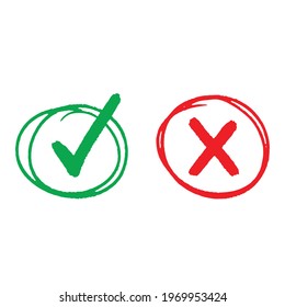 Hand Drawn Check Mark Cancel Sign Stock Vector (Royalty Free) 1969953424