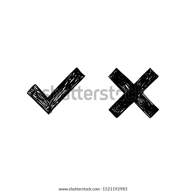 Hand Drawn Check Mark Icons Tick Stock Vector (Royalty Free) 1521192983 ...