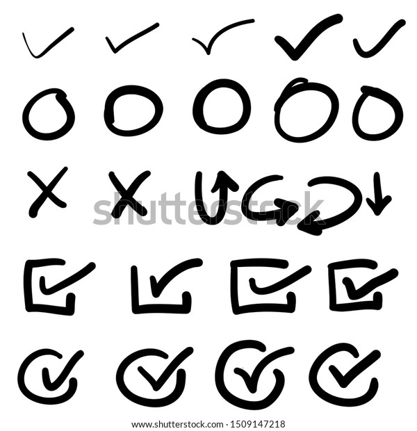 Hand Drawn Check Signs Arrow Collection Stock Vector (Royalty Free ...