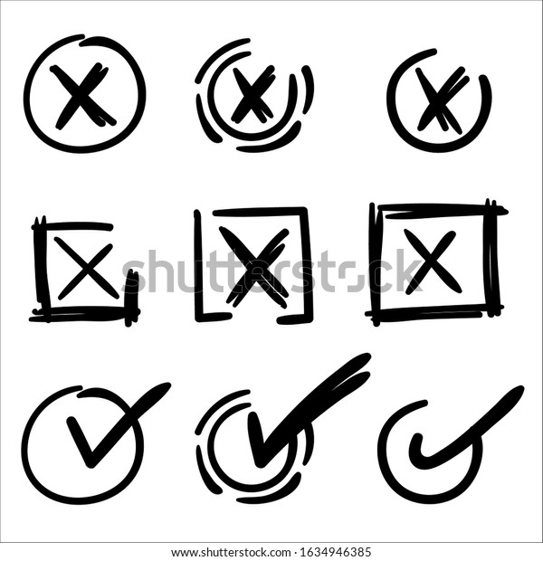 Hand Drawn Check Signs Vector Checklist Stock Vector (Royalty Free ...