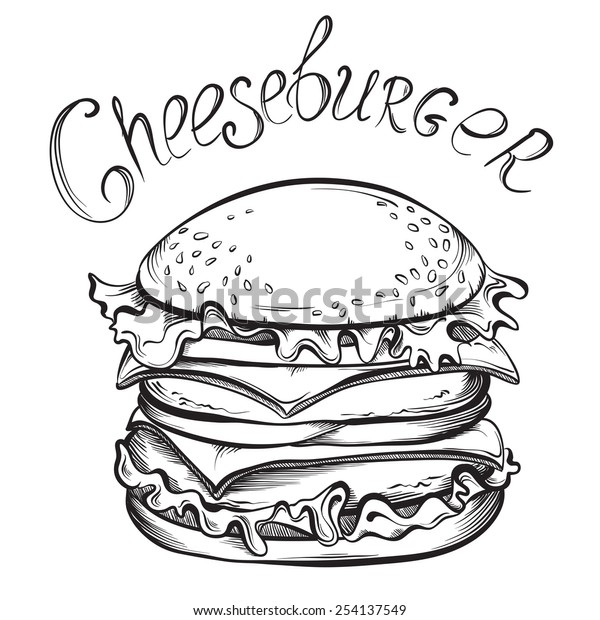 Hand Drawn Cheeseburger Sketch Vector Illustration : image vectorielle ... Hand Drawn Cheeseburger Sketch Vector Illustration : image vectorielle ...