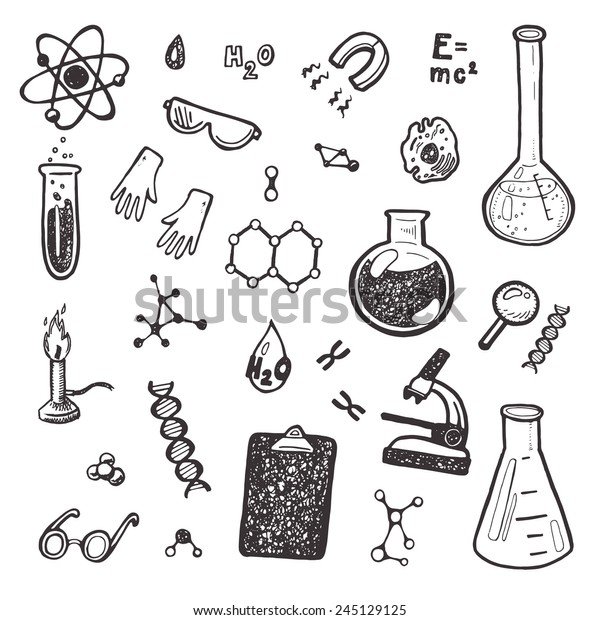 Hand Drawn Chemistry Set Stock Vector (Royalty Free) 245129125 ...