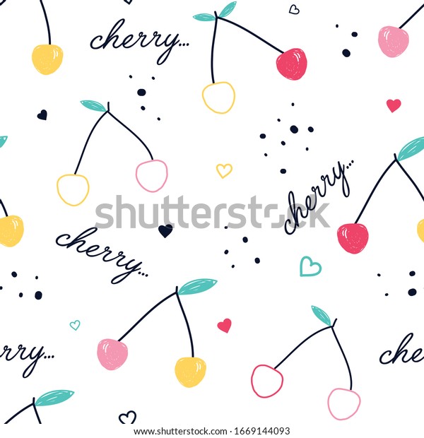 Hand Drawn Cherry Doodle Illustration Vector Stok Vektör (Telifsiz ...