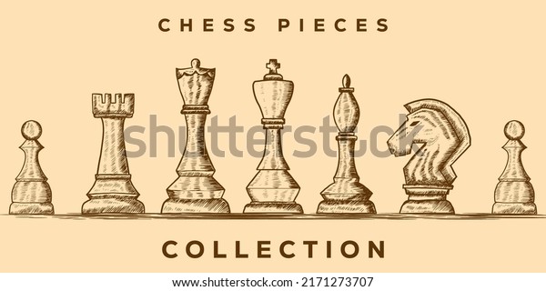 Hand Drawn Chess Pieces Collection Illustration Stock Vector (Royalty ...