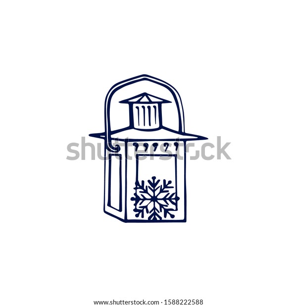 Hand Drawn Christmas Lantern Snowflake Isolated Stock Vector (Royalty ...