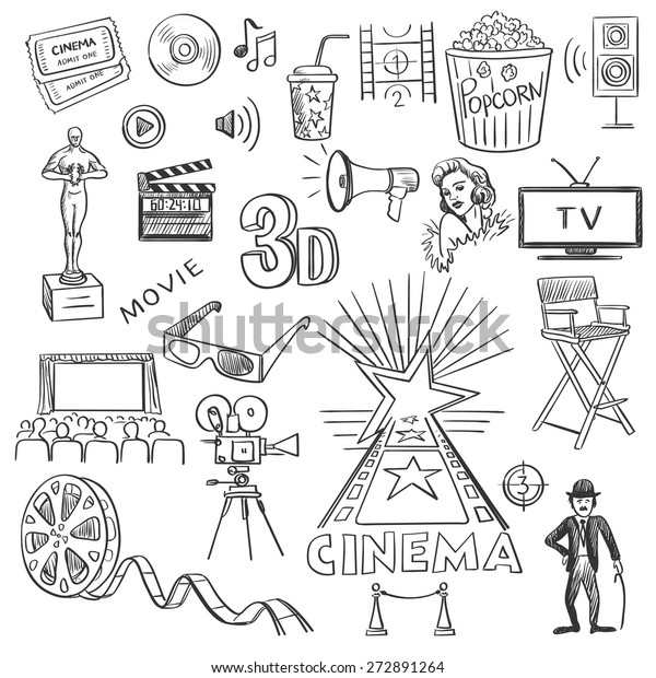 Hand Drawn Cinema Excellent Vector Illustration Stock Vector (Royalty ...