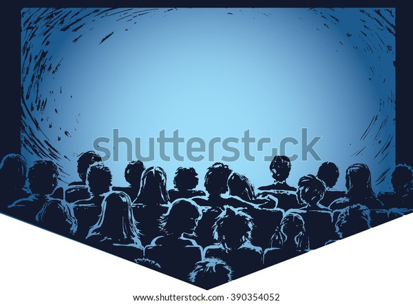 Hand Drawn Cinema Screen Audience Screen Stock Vector (Royalty Free ...