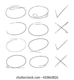 Circle Hand Drawn Set Check Mark Stock Vector (Royalty Free) 258881210 ...