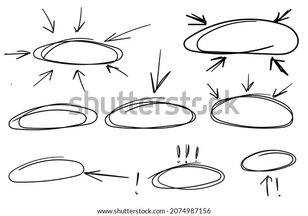 Hand Drawn Circle Outline Selection Highlight Stock Vector (Royalty ...