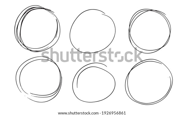 Vektor Stok Hand Drawn Circle Outline Sketch Set (Tanpa Royalti ...