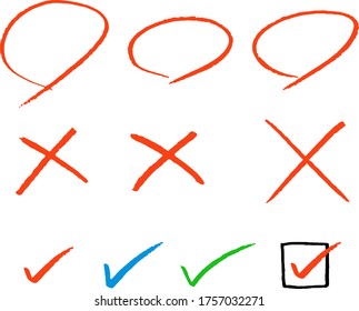 Hand Drawn Circles Check Mark Symbols Stock Vector (Royalty Free ...