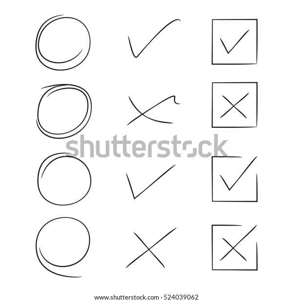 Hand Drawn Circles Check Marks Stock Vector (Royalty Free) 524039062 ...