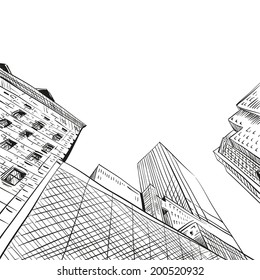 Hand Drawn Cityscape Vector Illustration Stock Vector (Royalty Free ...
