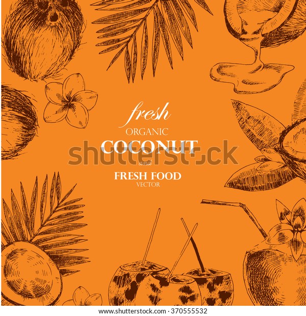Hand Drawn Coconut Design Template Cocktail Stock Vector (Royalty Free ...