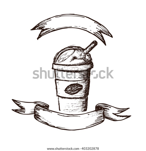 Hand Drawn Coffee Frappe Vector Illustration Stock Vector (Royalty Free ...