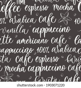 Hand Drawn Coffee Set Lettering Inscription Stock Vector (Royalty Free ...