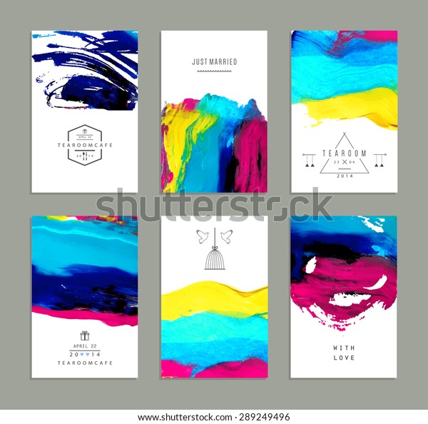 Hand Drawn Collection Artistic Invitations Made Stock Vector (Royalty ...
