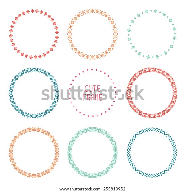 Hand Drawn Color Frame Geometric Pattern Stock Vector (Royalty Free ...