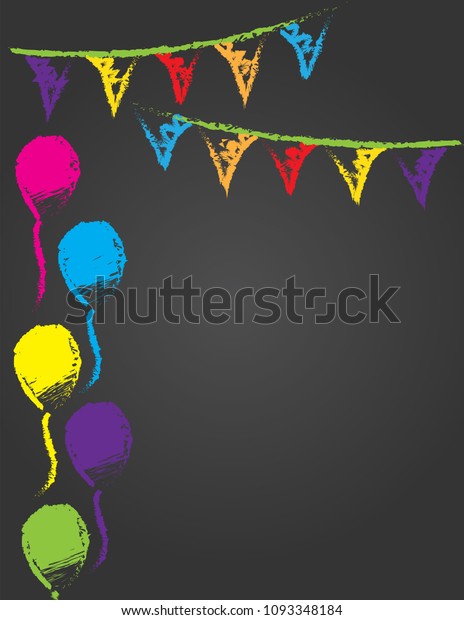 Hand Drawn Color Party Background Chalk Stock Vector (Royalty Free ...
