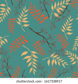 Seamless Leaves Pattern On Stripes Stock Vector (Royalty Free ...